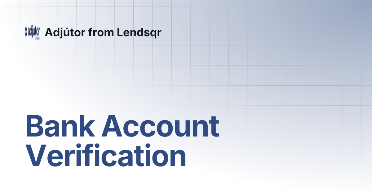 Bank Account Verification | Adjútor from Lendsqr